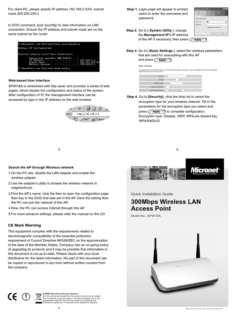300Mbps Wireless LAN Access Point: Step 1. Step 1 | PDF | Wireless ...