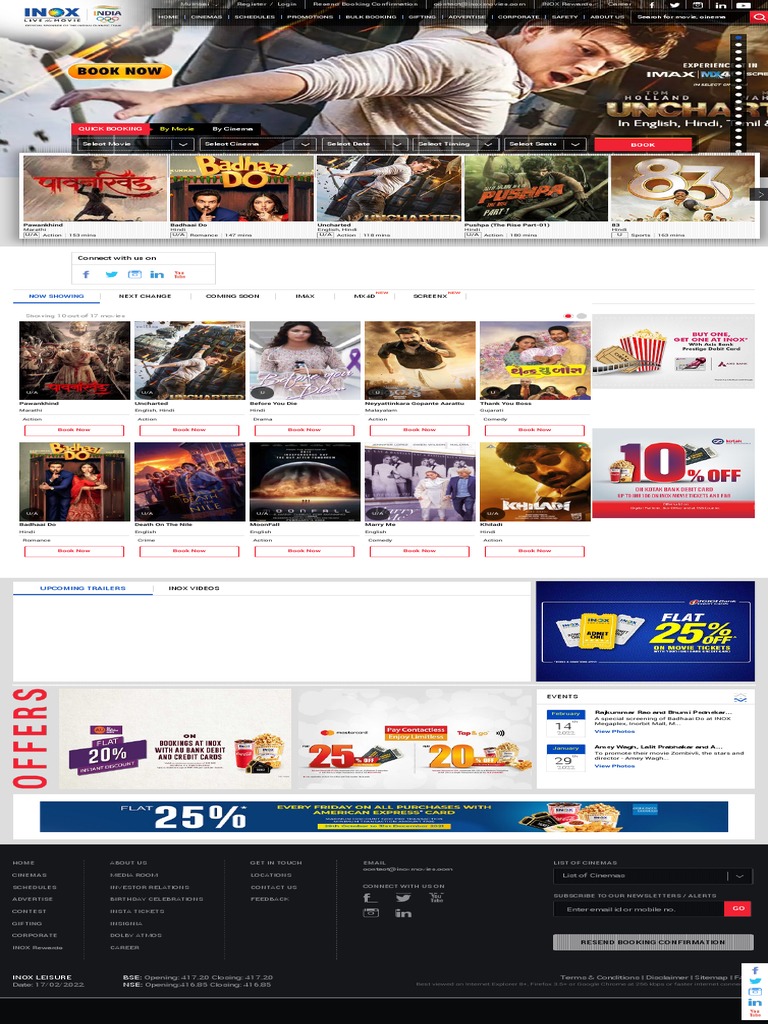 INOX Movies: Current Showtimes & Booking | PDF | Movie Theater