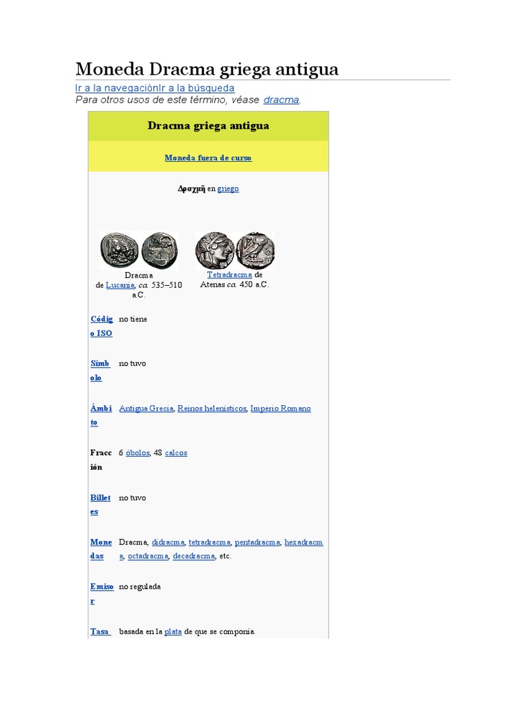 Moneda Dracma Griega Antigua | PDF | Monedas | Dinero