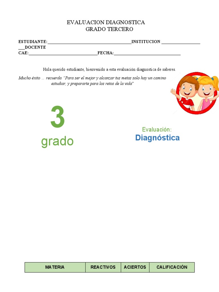 Evaluación Diagnóstica 3° Primaria | PDF