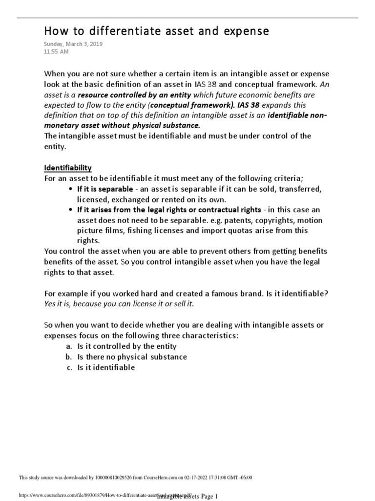 How To Differentiate Asset and Expense PDF | PDF | Intangible Asset ...