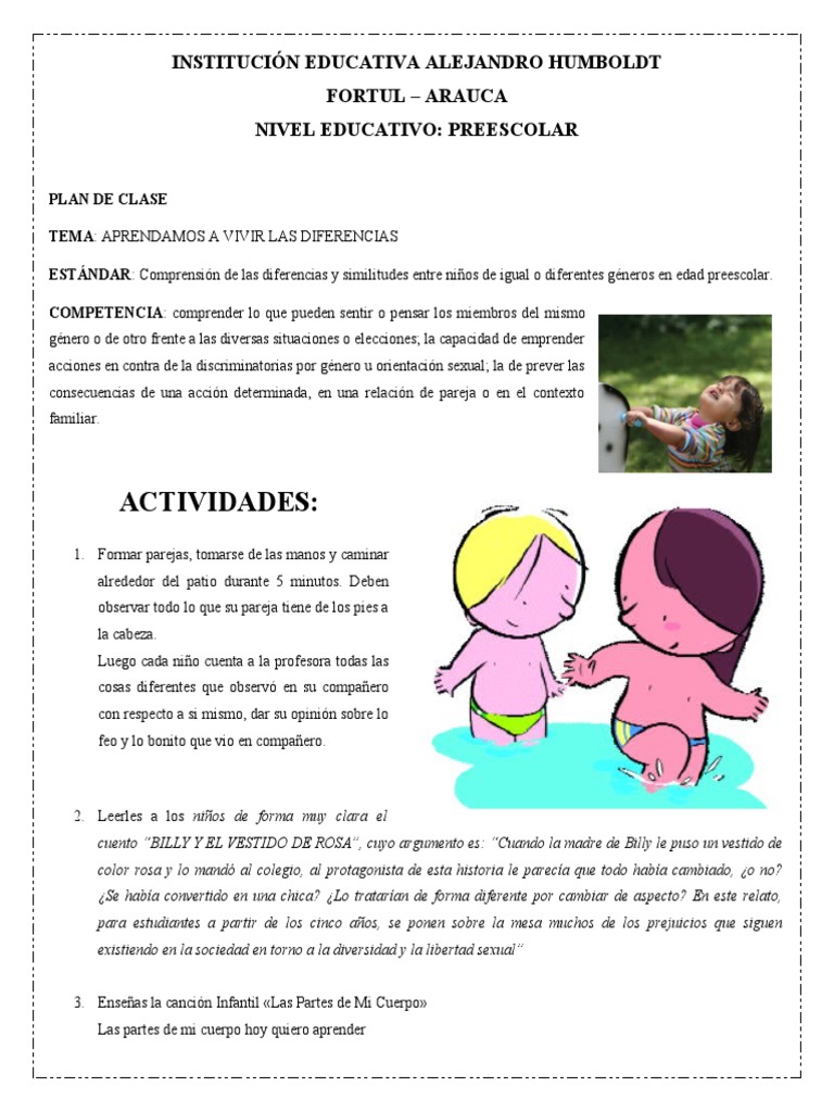 Plan de Clase Preescolar | PDF | Educación de la primera infancia