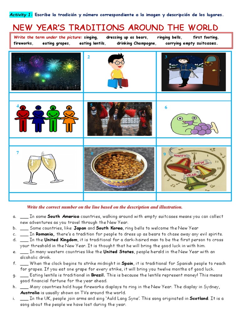 Activity 1. New Years Traditions Around The World | PDF