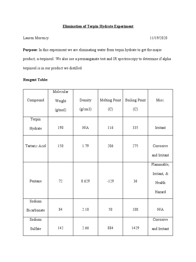 Elimination Experiment | PDF | Alkene | Chemical Reactions