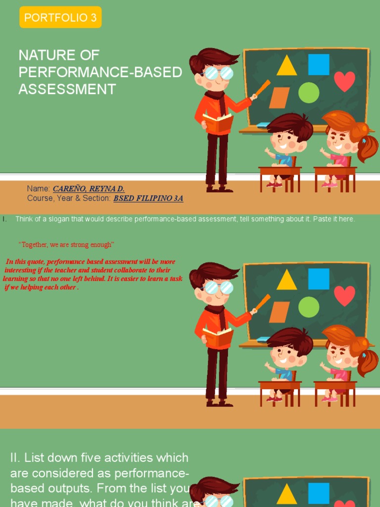 Portfolio 3 - Nature of Performance-Based Assessment | PDF ...