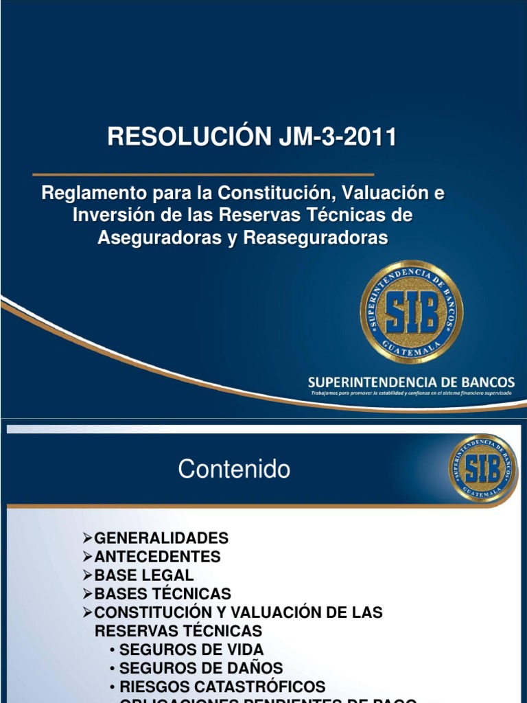 Presentación Reglamento de Reservas Técnicas AGIS | PDF | Seguro | Reaseguro