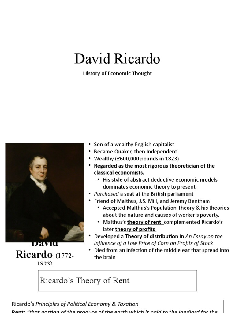 David Ricardo: History of Economic Thought | PDF | Labour Economics ...