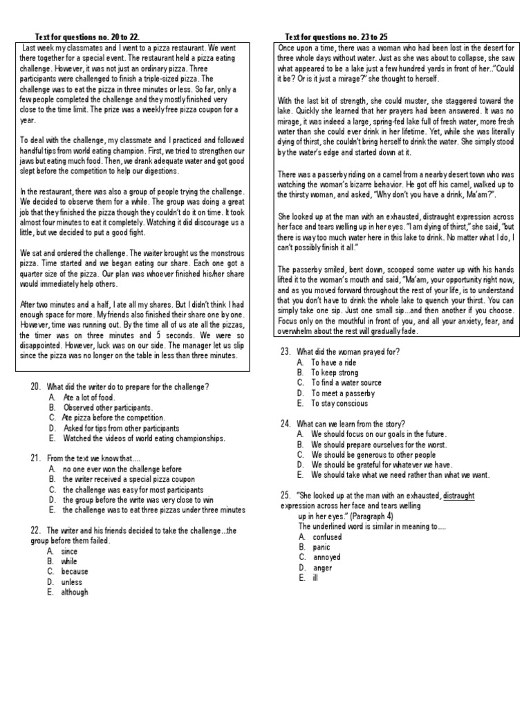 Text For Questions No. 20 To 22. Text For Questions No. 23 To 25 | PDF