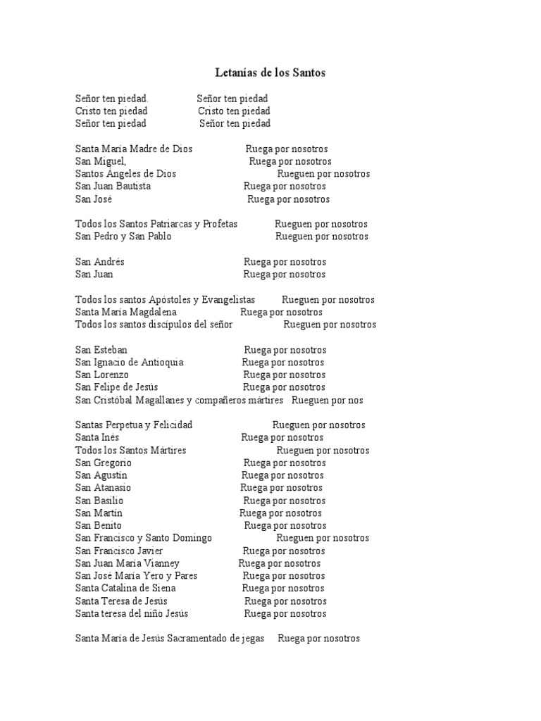 Letanías de Los Santos | PDF | Cristo (título) | Juan el Bautista