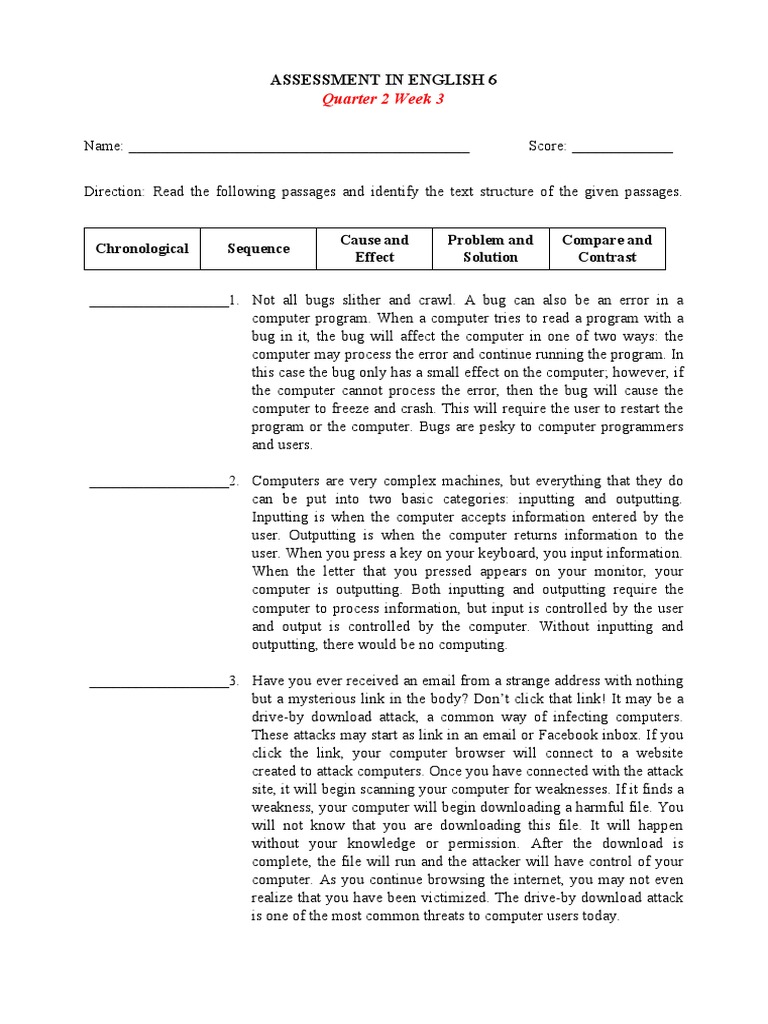 Chronological Sequence Cause and Effect Problem and Solution Compare ...