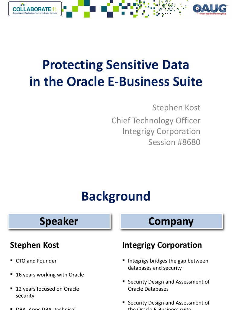 Integrigy Oaug Protecting Sensitive Data in Oracle Ebs | PDF | Oracle Database | Databases