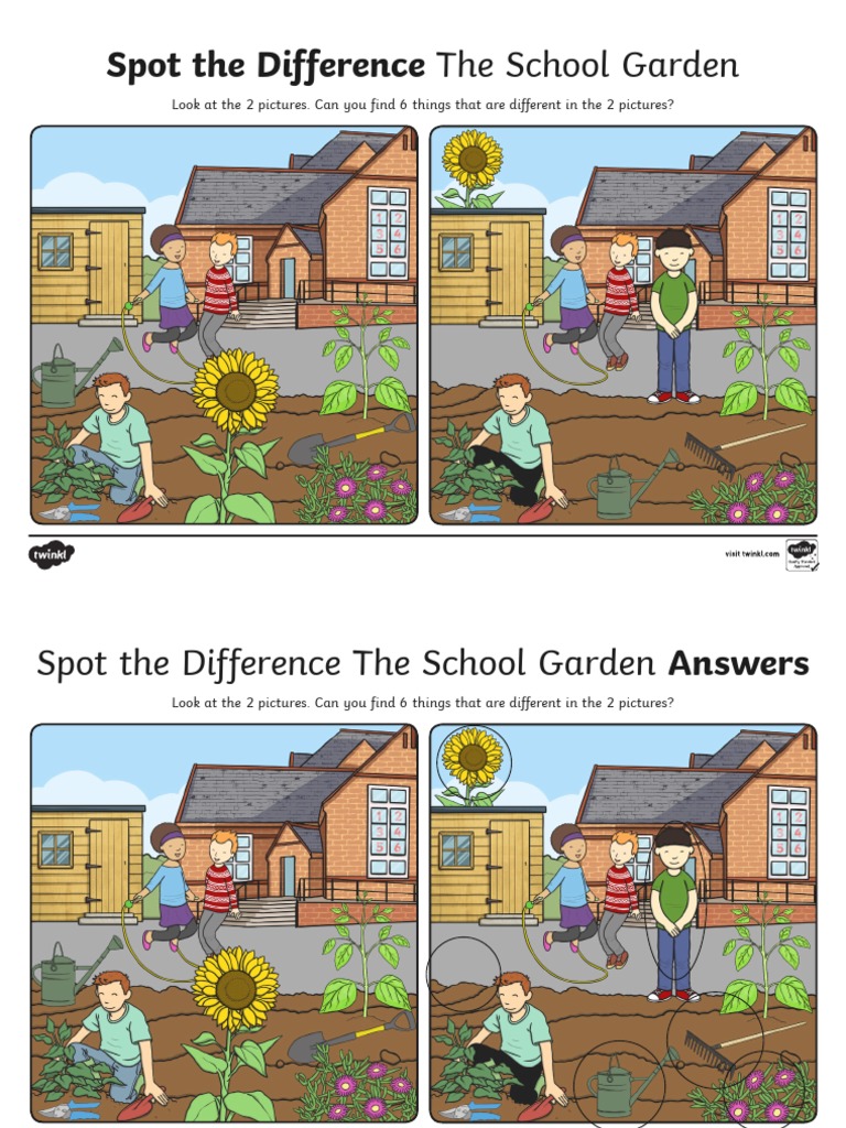 The School Garden Spot The Difference Activity Sheet | PDF