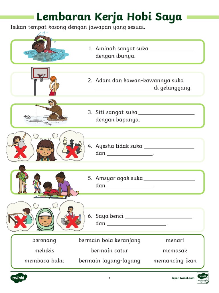 Lembaran Kerja Hobi Kelas 2 SD | PDF