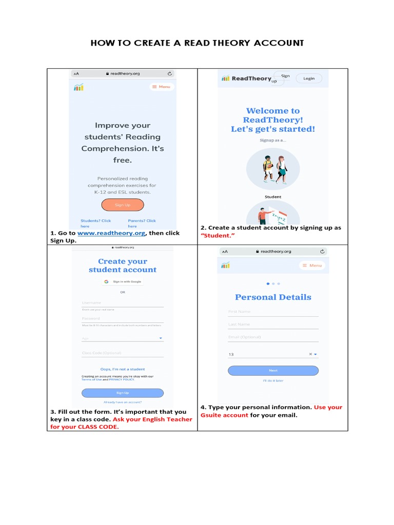 How To Create A Read Theory Account | PDF