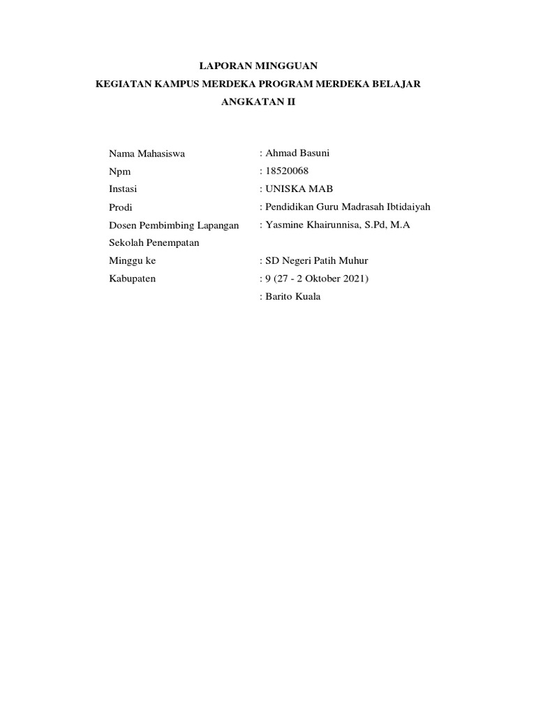 Laporan Minggu Ke-9 | PDF