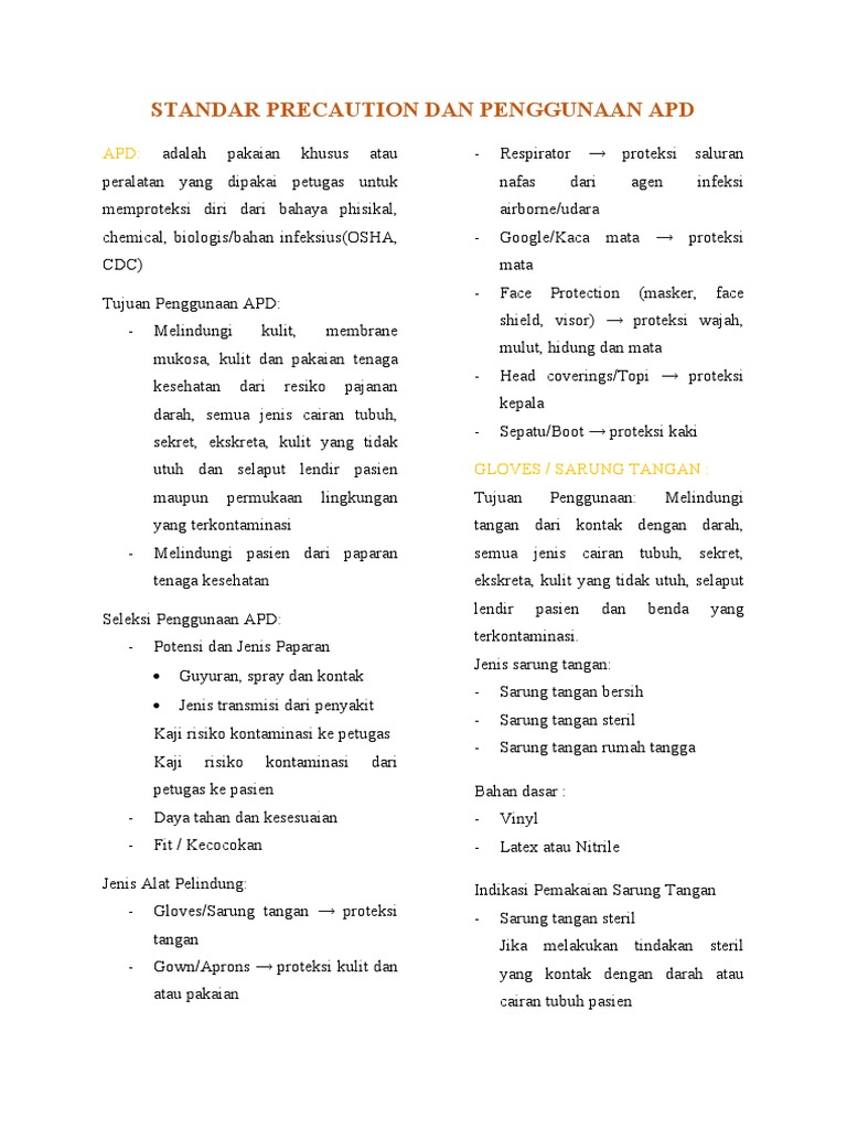 Standar Precaution Dan Penggunaan Apd | PDF
