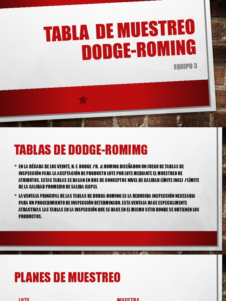 Tabla de Muestreo Dodge-Roming | PDF | Muestreo (Estadísticas ...