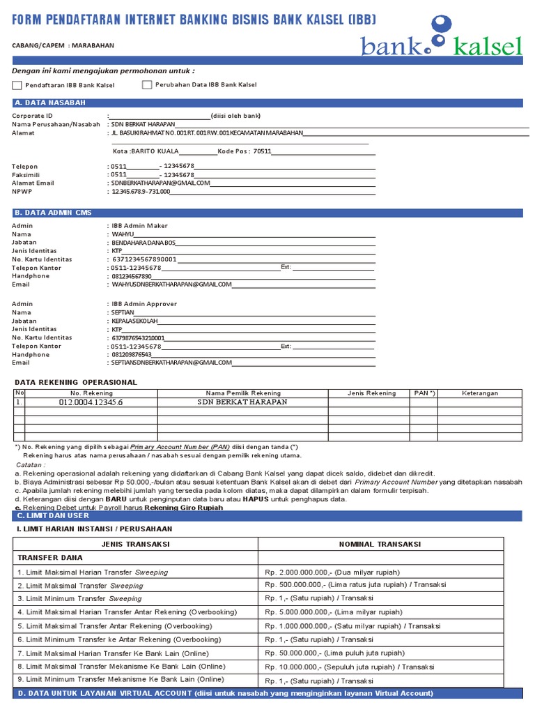 CONTOH Form Registrasi IBB Sekolah | PDF