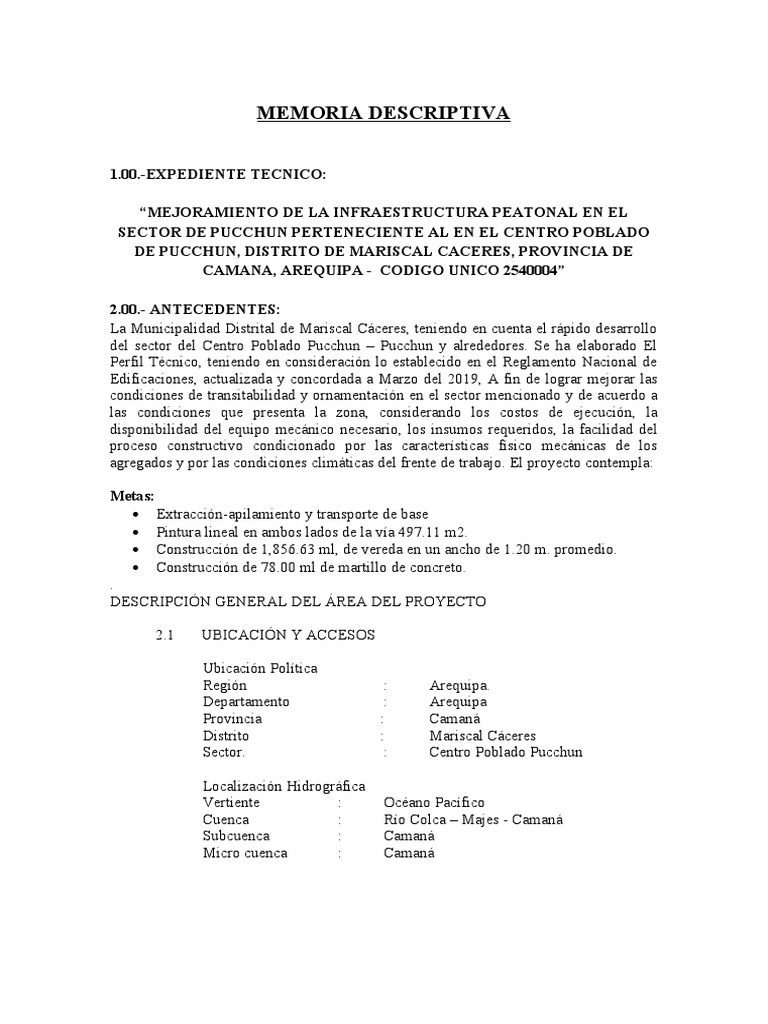 Modelo de Memoria Descriptiva | PDF | Topografía | Río