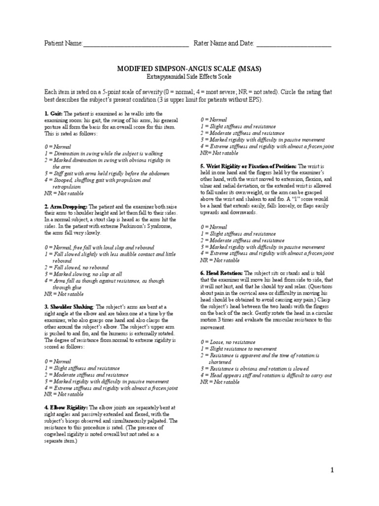 Escala de Simpson Angus | Download Free PDF | Anatomical Terms Of ...