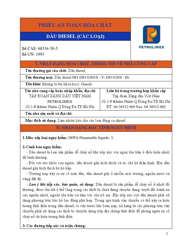 MSDS.Dầu Diesel (DO) | PDF