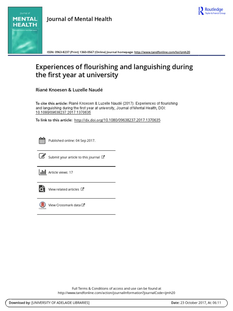 Experiences of Flourishing and Languishing During The First Year at ...