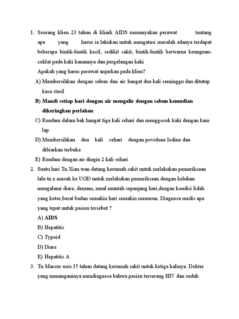 Seorang Klien 23 Tahun Di Klinik AIDS Menanyakan Perawat Tentang Apa ...