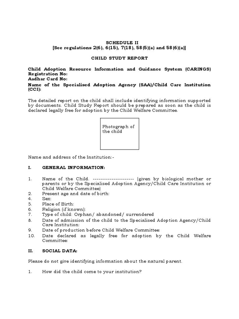 Child Study Report | PDF | Adoption | Child Protection