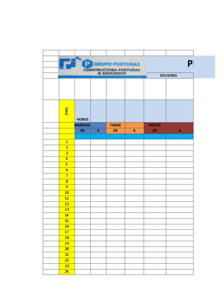 Plantilla de Control de Maquinaria Excel | PDF