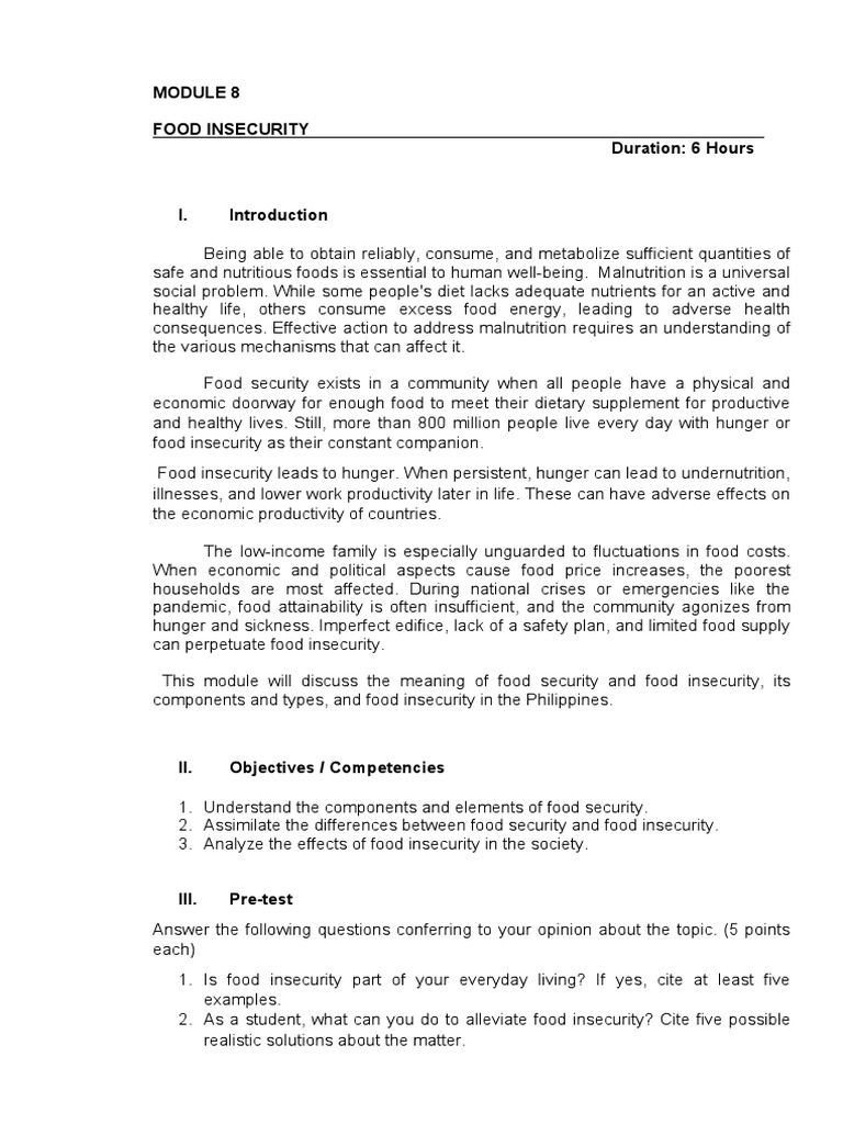 Food Insecurity Duration: 6 Hours | PDF | Food Security | Foods