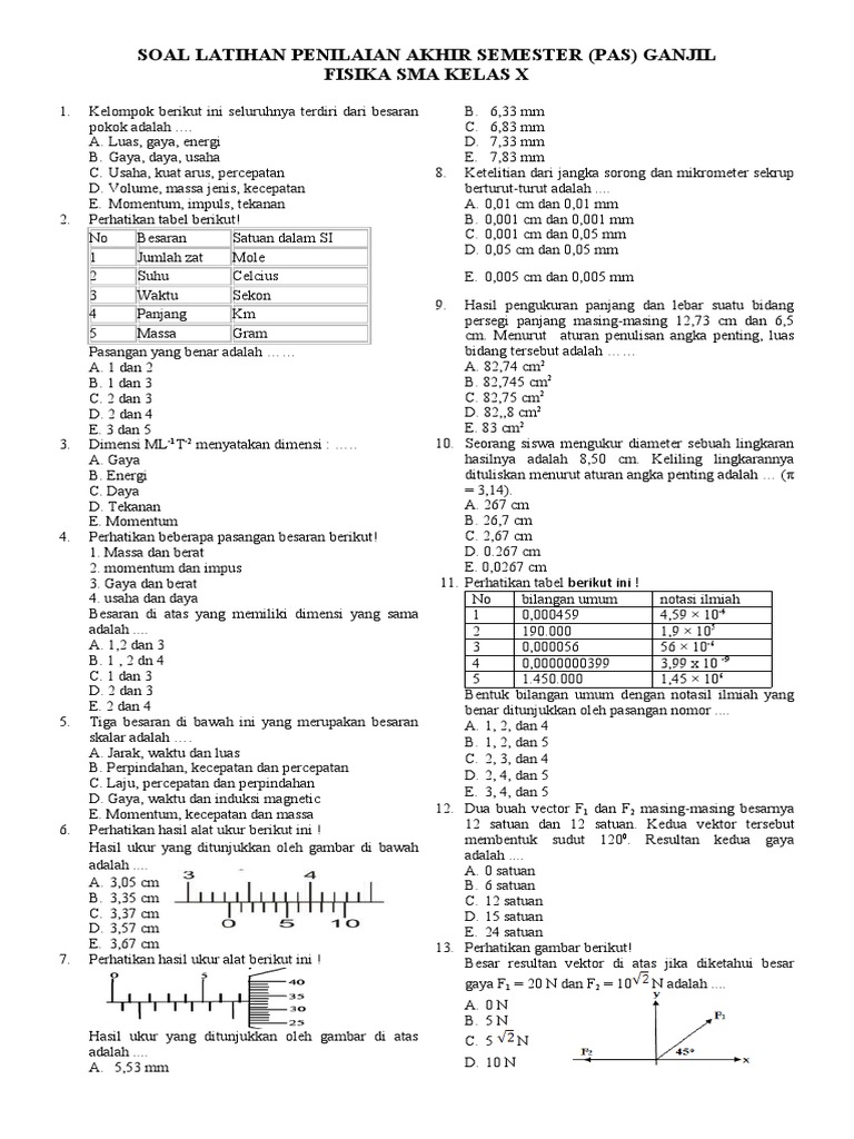 Pas Fisika Kelas 10 TH 2021 | PDF