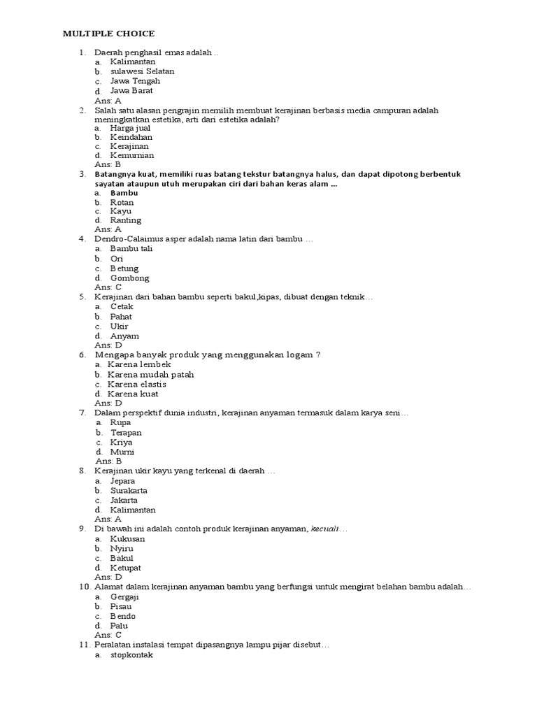 Soal Prakarya PTS Kelas 9 | PDF