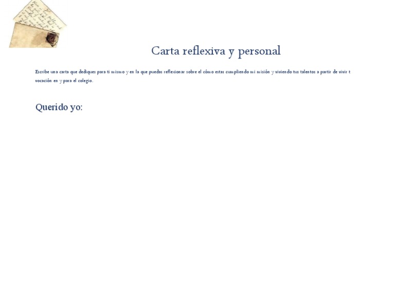 Carta Reflexiva Personal para Ti Mismo | PDF
