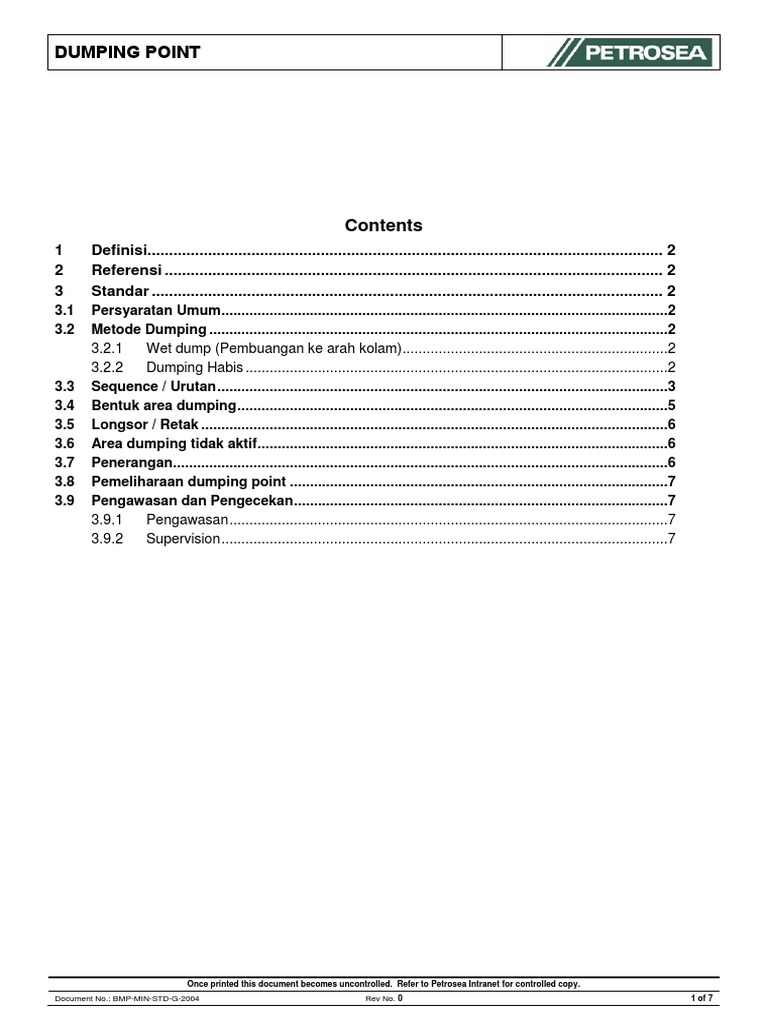 BMP Min STD G 2004 Dumping Point | PDF