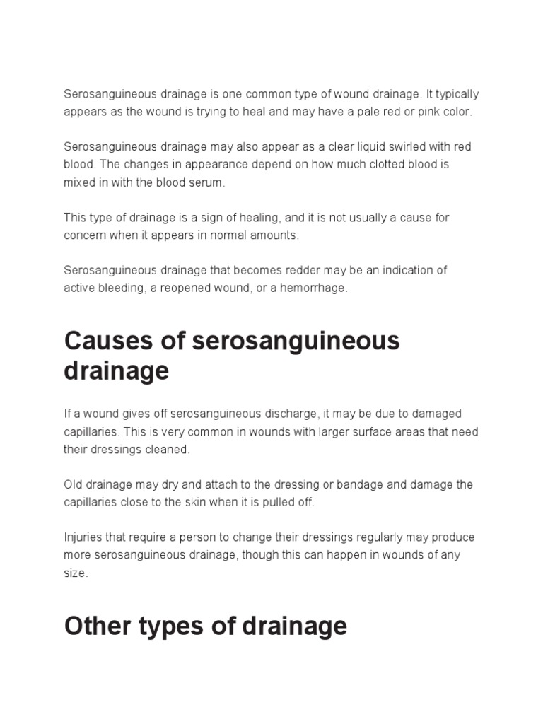 Causes of Serosanguineous Drainage | PDF