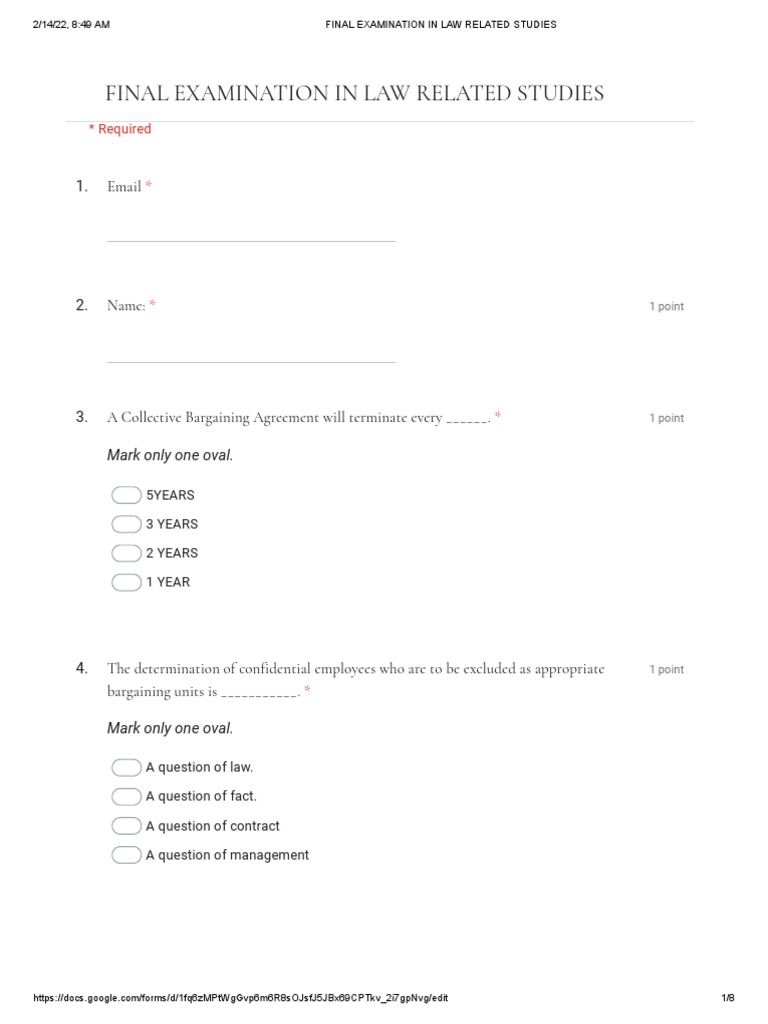 FInal Exam Law Related Studies | PDF | Employment | Overtime