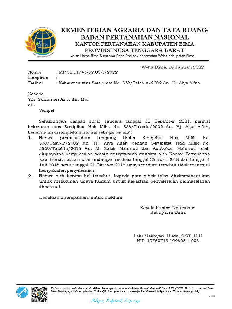 Balasan Surat LBH Amanah | PDF