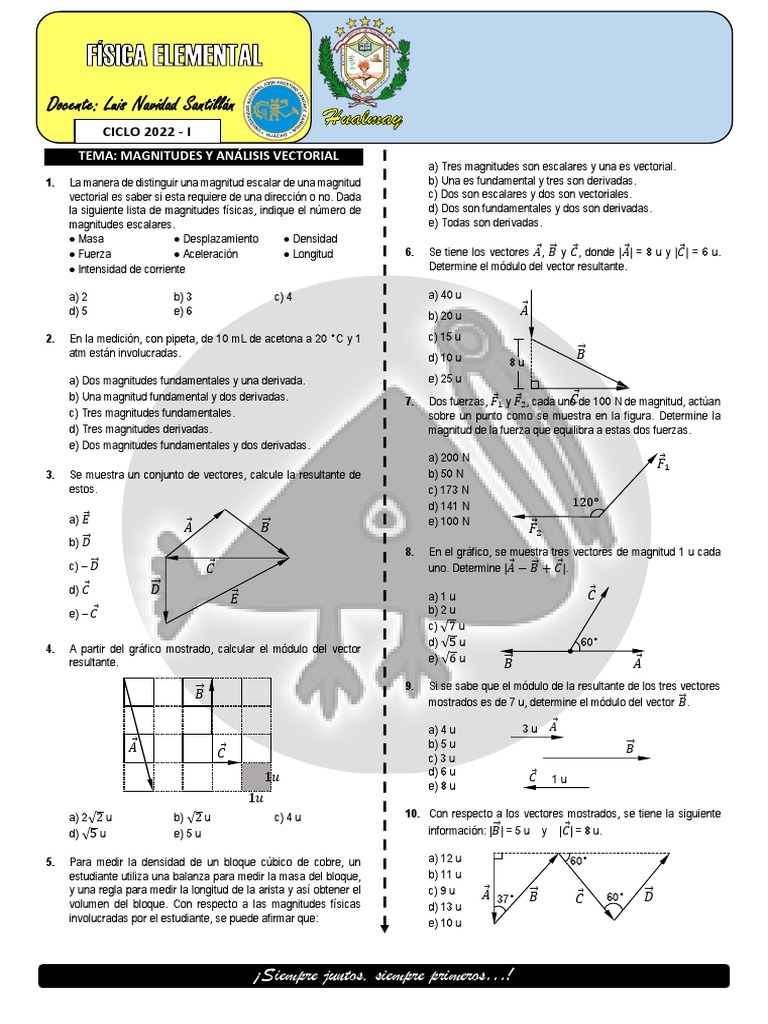 01 Magnitudes - Análisis Vectorial | PDF | Vector Euclidiano | Escalar (Matemáticas)