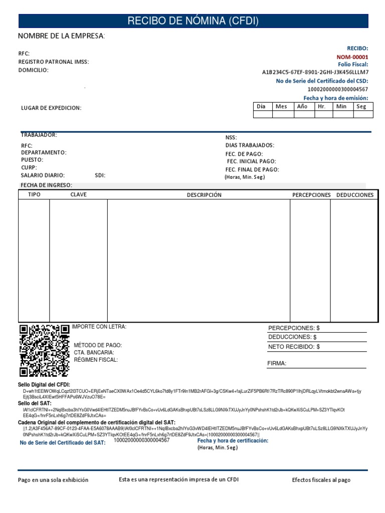 Cfdi-Recibo-Nomina-01 Ejemplo de Nomina | PDF