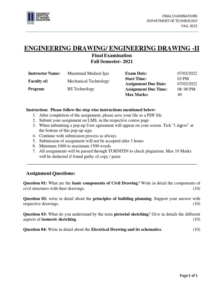Engineering Drawing Engineering Drawing-02 Final Paper | PDF
