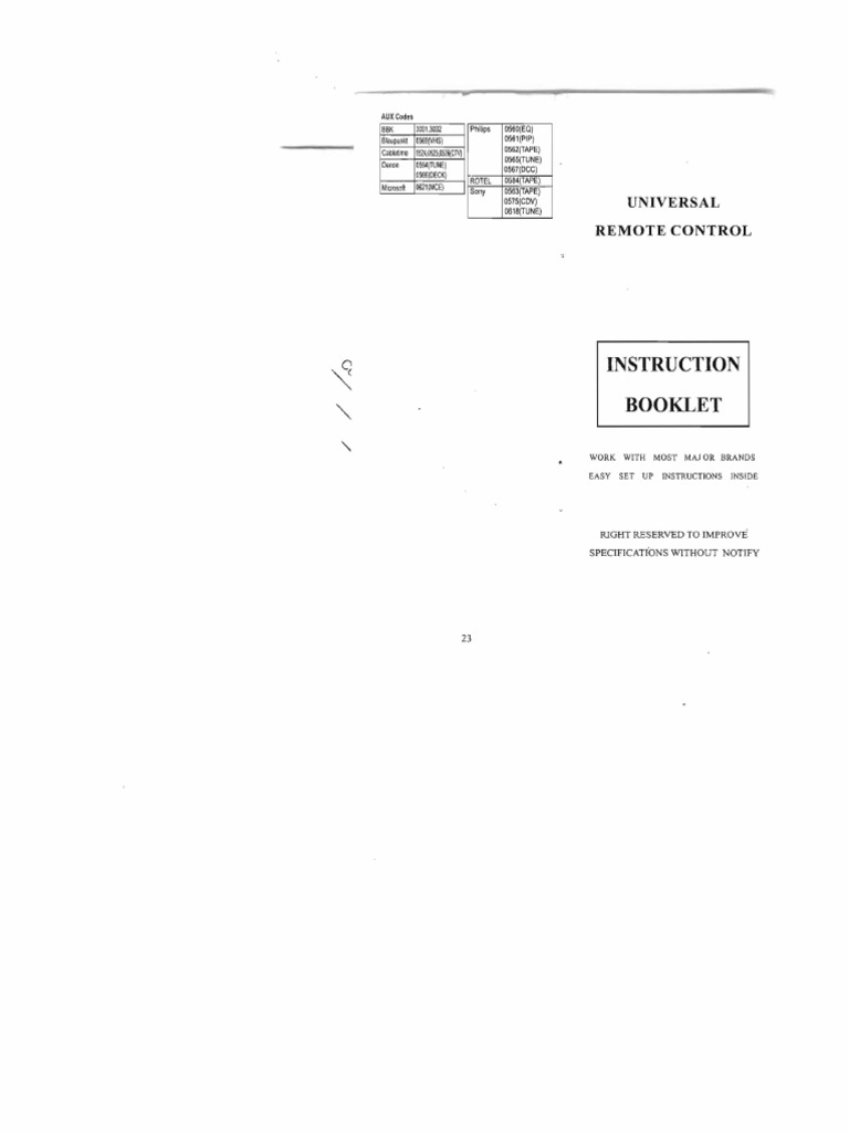 Universal Remote Control Code List | PDF | Consumer Electronics