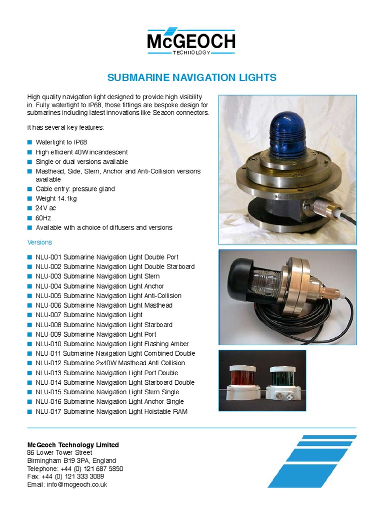 Submarine Navigation Lights | PDF | Manufactured Goods | Water Transport