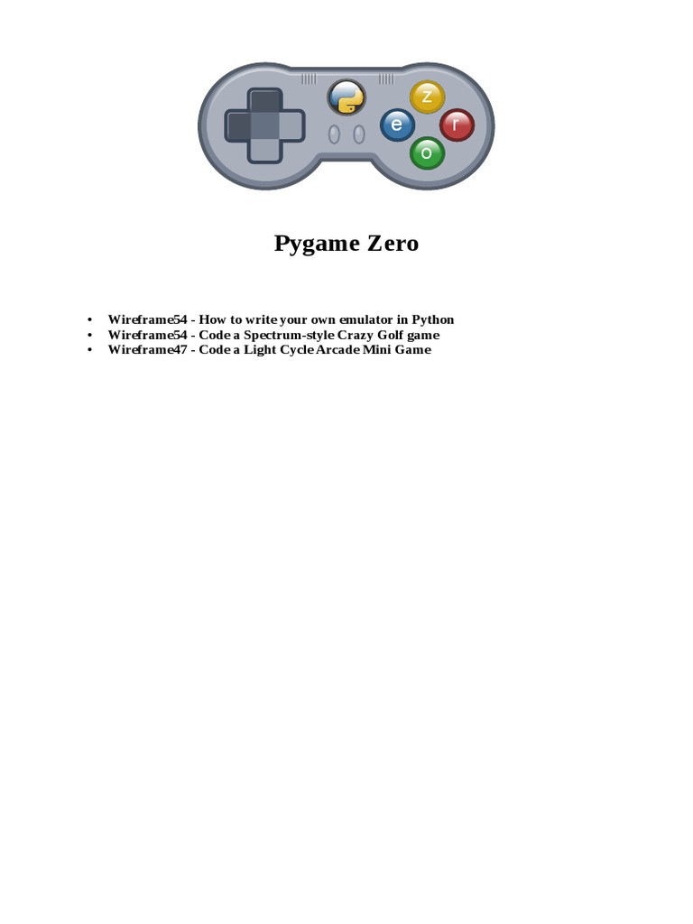 Pygame Zero: e e R Z o | PDF | Computer Science | Computer Engineering