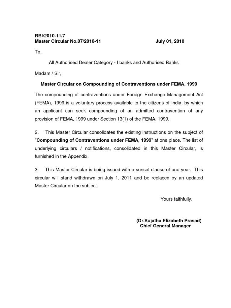 Master Circular | PDF