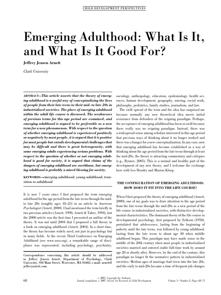 Emerging Adulthood What Is It | PDF | Adolescence | Adults