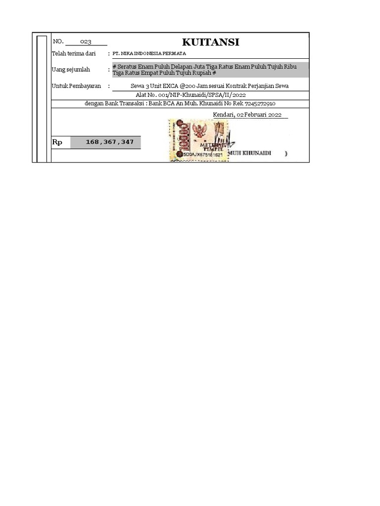 Format Kwitansi Kosong Excel | PDF