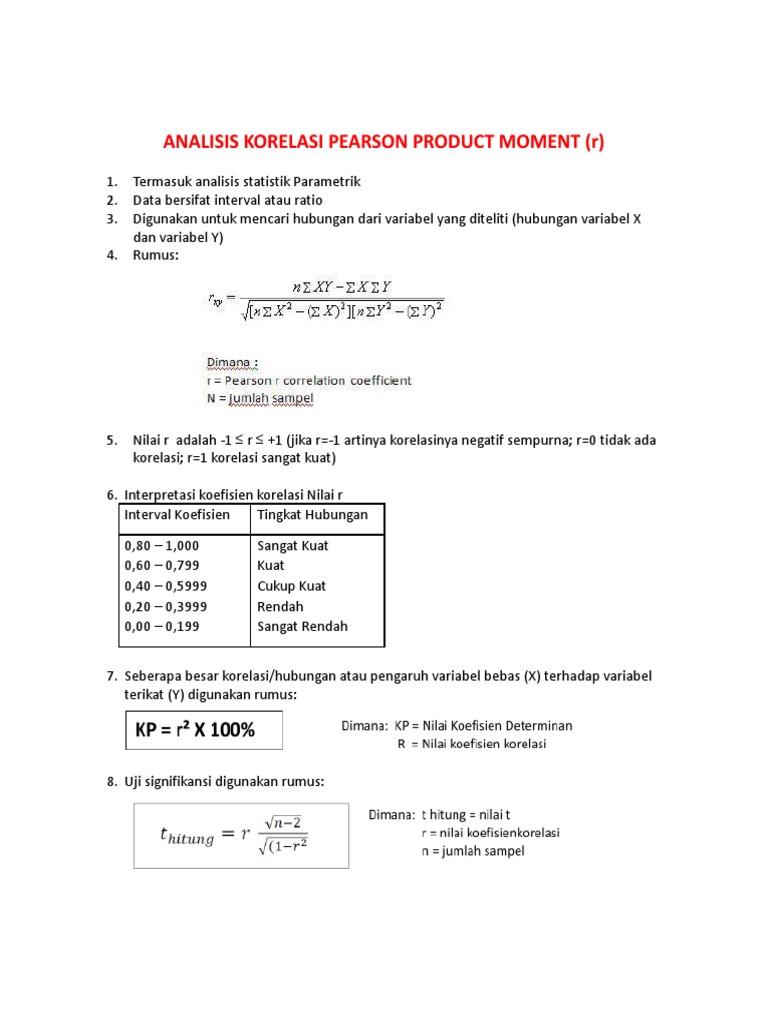 Analisis Korelasi Pearson Product Moment | PDF