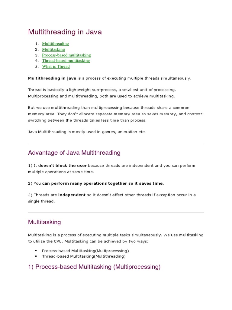 Multithreading in Java | PDF | Process (Computing) | Method (Computer ...
