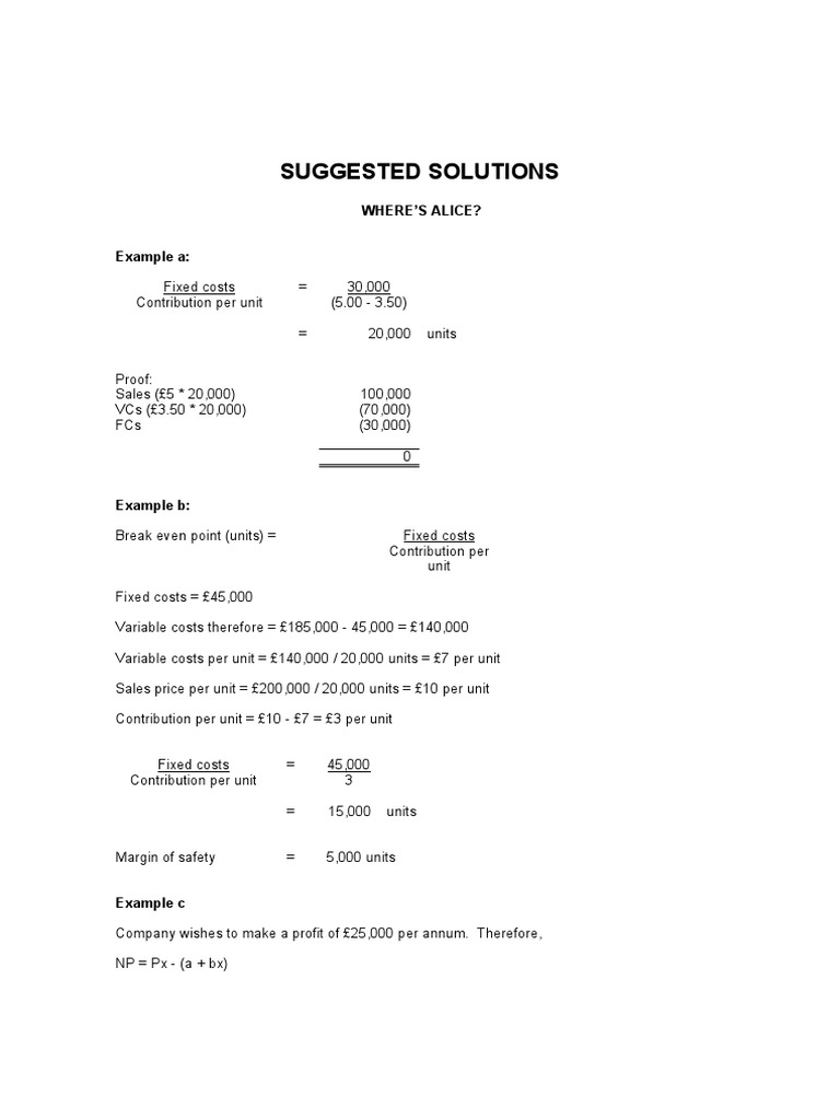 Suggested Solutions: Where'S Alice? Example A | PDF | Production And ...