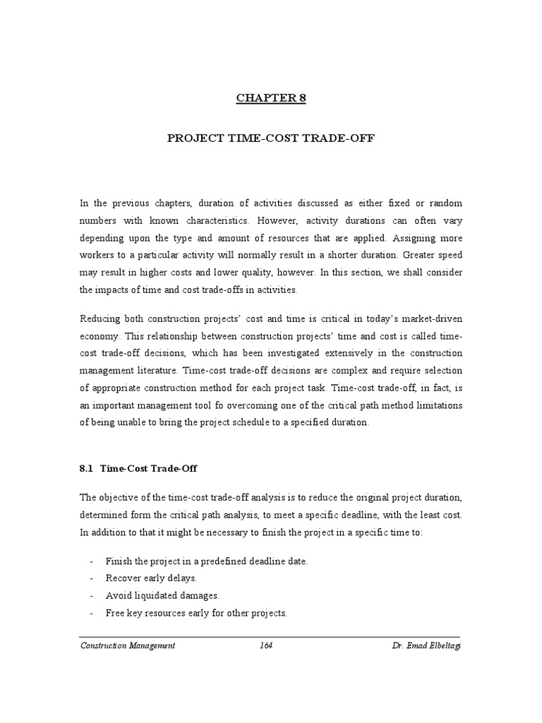 Chapter 8 Project Time Cost Trade Off | PDF